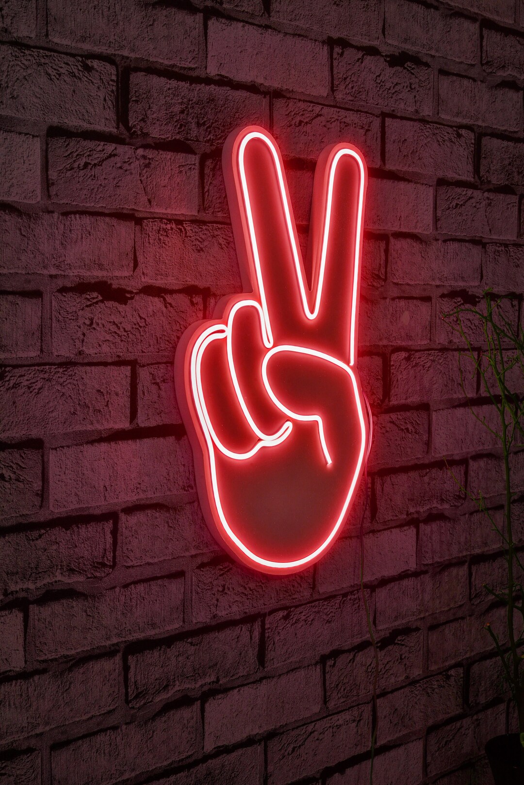 Victory Sign Neon Custom Neon V Neon Handmade Neon Neon Wall Signs Neon ...