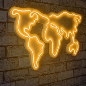 World Map Neon Earth Neon Custom Neon Handmade Neon Wall Signs and ...