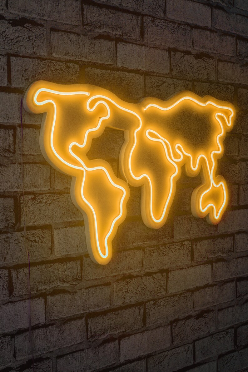 World Map Neon Earth Neon Custom Neon Handmade Neon Wall Signs - Etsy