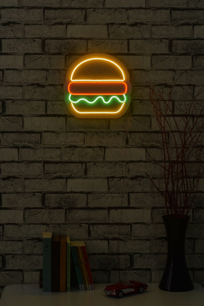 Hamburger Handmade Neon Wall Signs and Messages Mcdonald's - Etsy