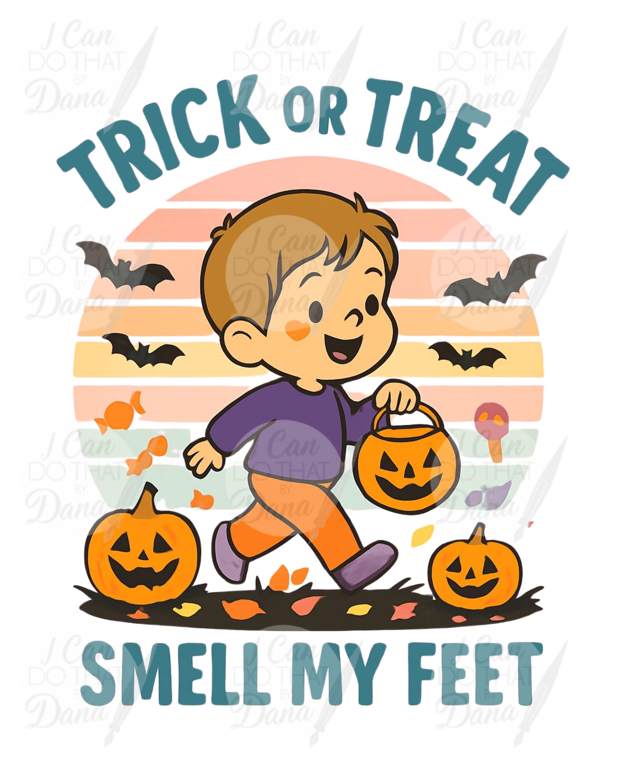 Trick or Treat Smell My Feet Halloween Design | Cute Retro Pumpkin ...