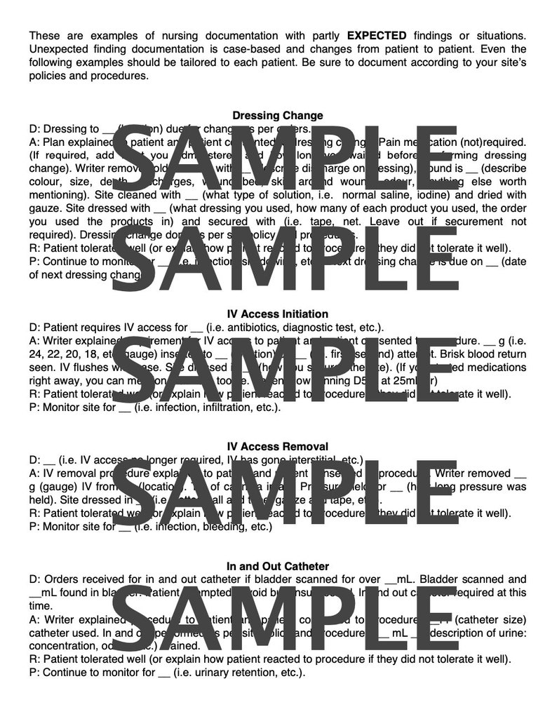 Documentation Templates for Nursing - Etsy