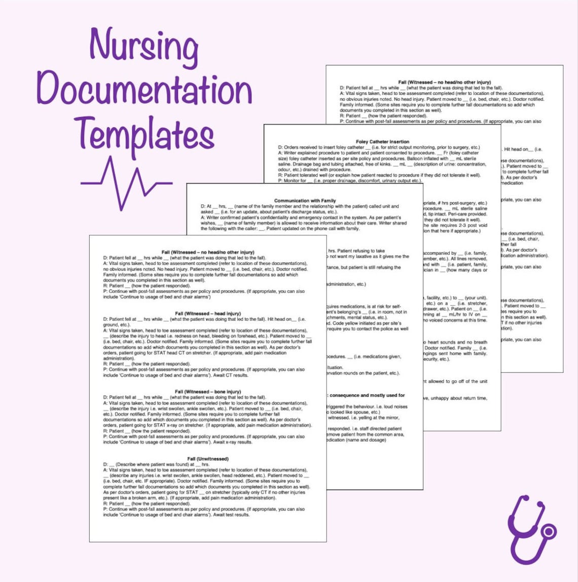 Documentation Templates For Nursing Etsy