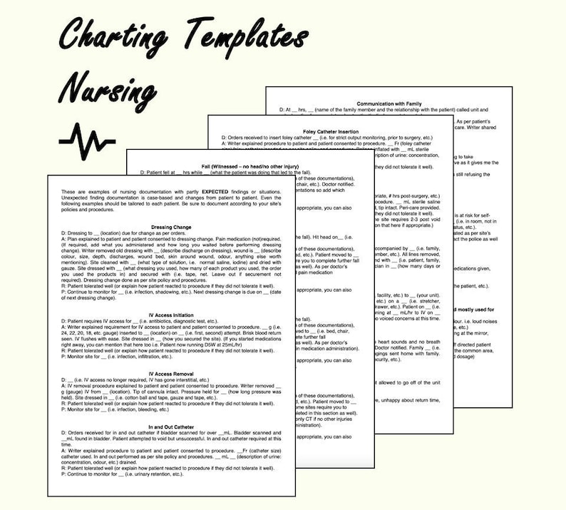 Documentation Templates for Nursing - Etsy