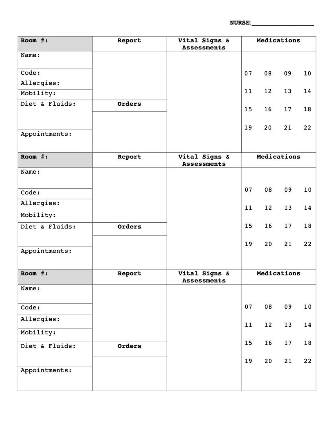 Nursing Student Report Sheet - Etsy