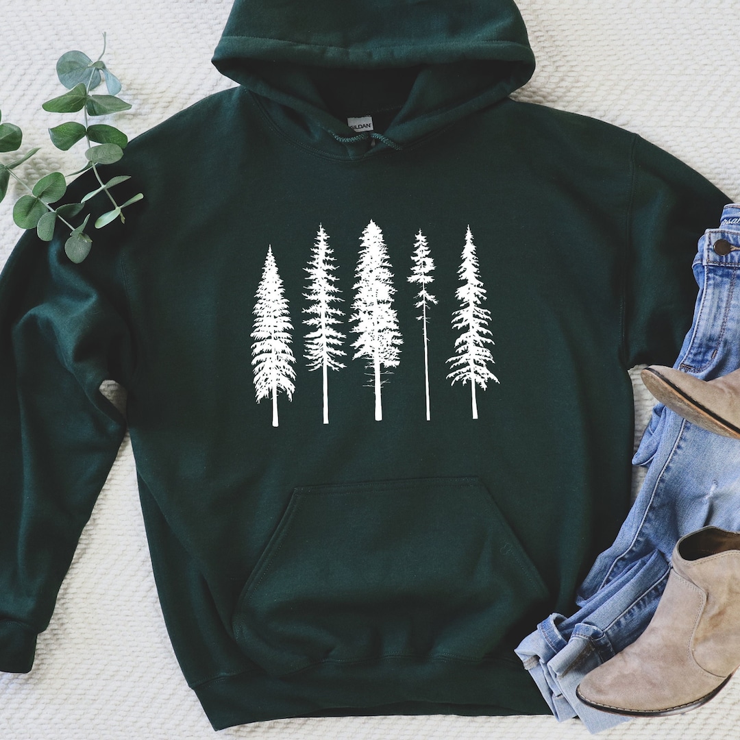 Pine Tree Hoodie, Evergreen Trees, Forest Sweatshirt, Tree Hoodie, Gift ...