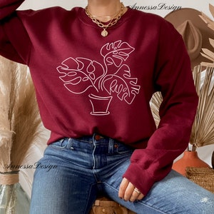 Monstera Plant Sweatshirt Monstera Leaf Plant Mom Gift for - Etsy