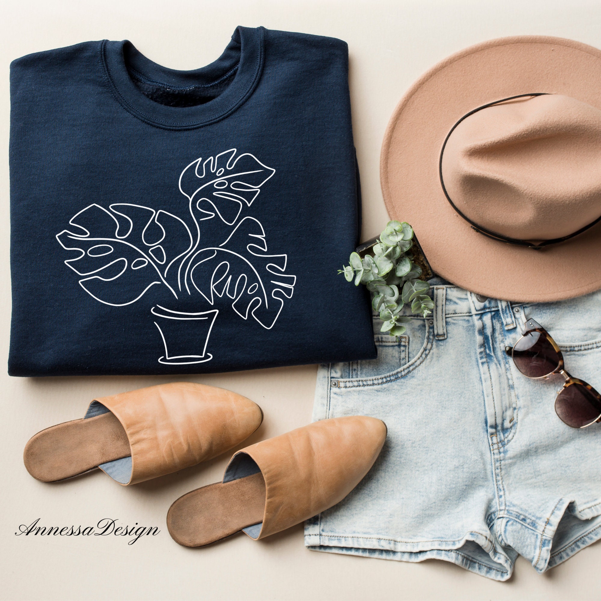 Monstera Plant Sweatshirt Monstera Leaf Plant Mom Gift for | Etsy