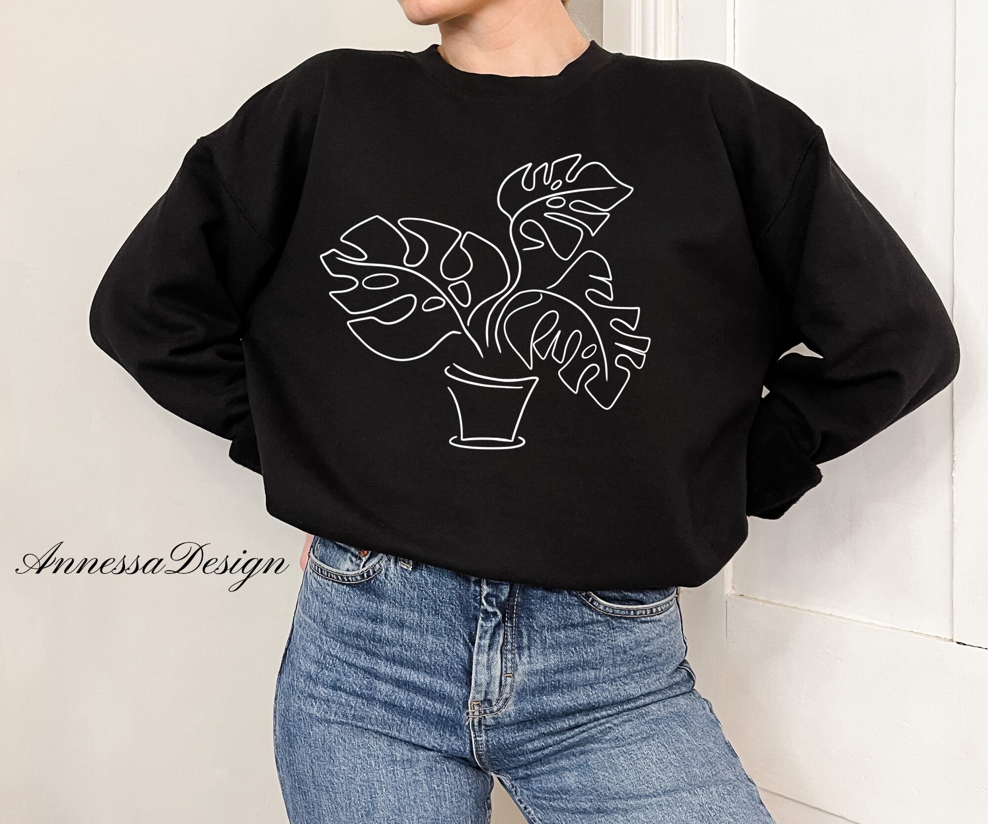 Monstera Plant Sweatshirt Monstera Leaf Plant Mom Gift for | Etsy