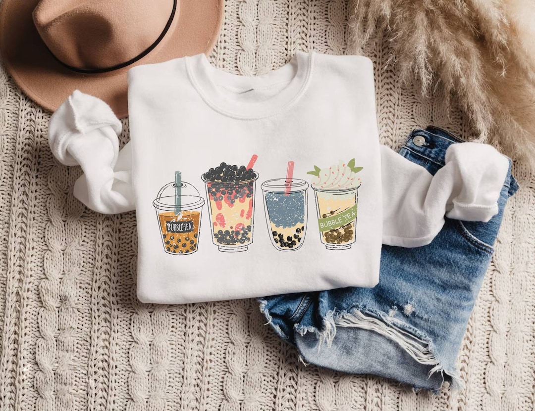 Vintage Boba Tea Sweatshirt, Boba Tea Sweatshirt, Bubble Tea Sweatshirt ...
