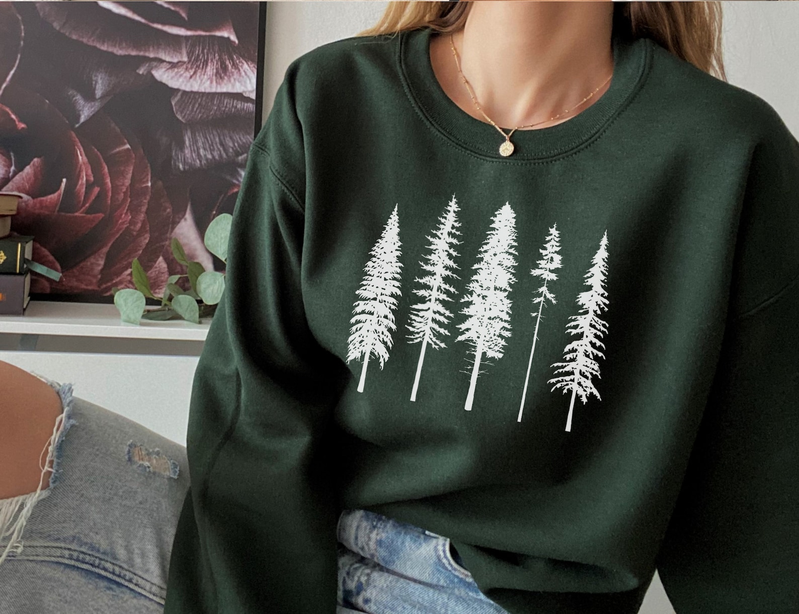 Pine Tree Sweatshirt, Evergreen Trees, Forest Sweatshirt, Trees Sweater ...