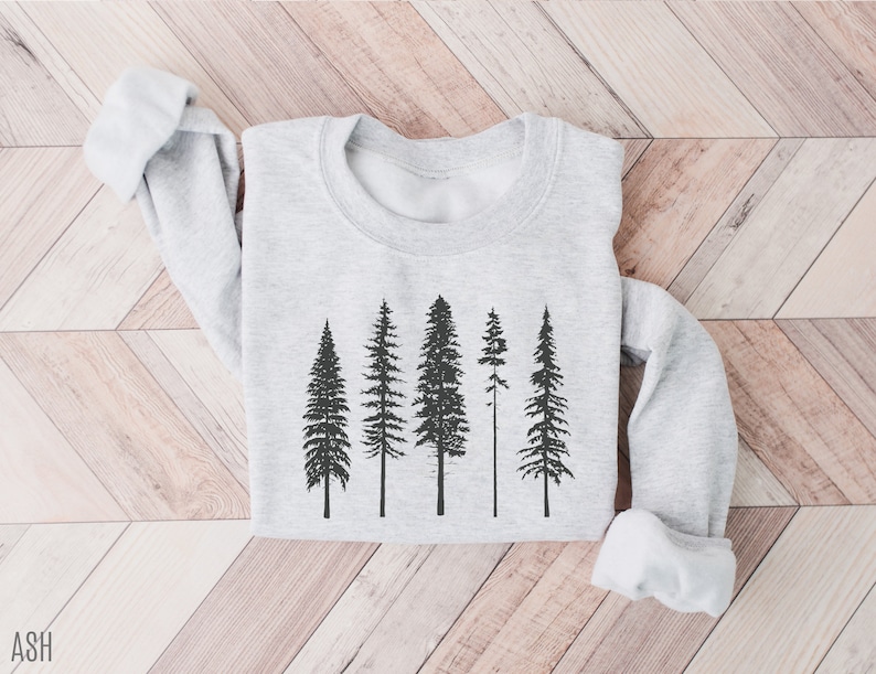 Pine Tree Sweatshirt Evergreen Trees Forest Sweatshirt - Etsy