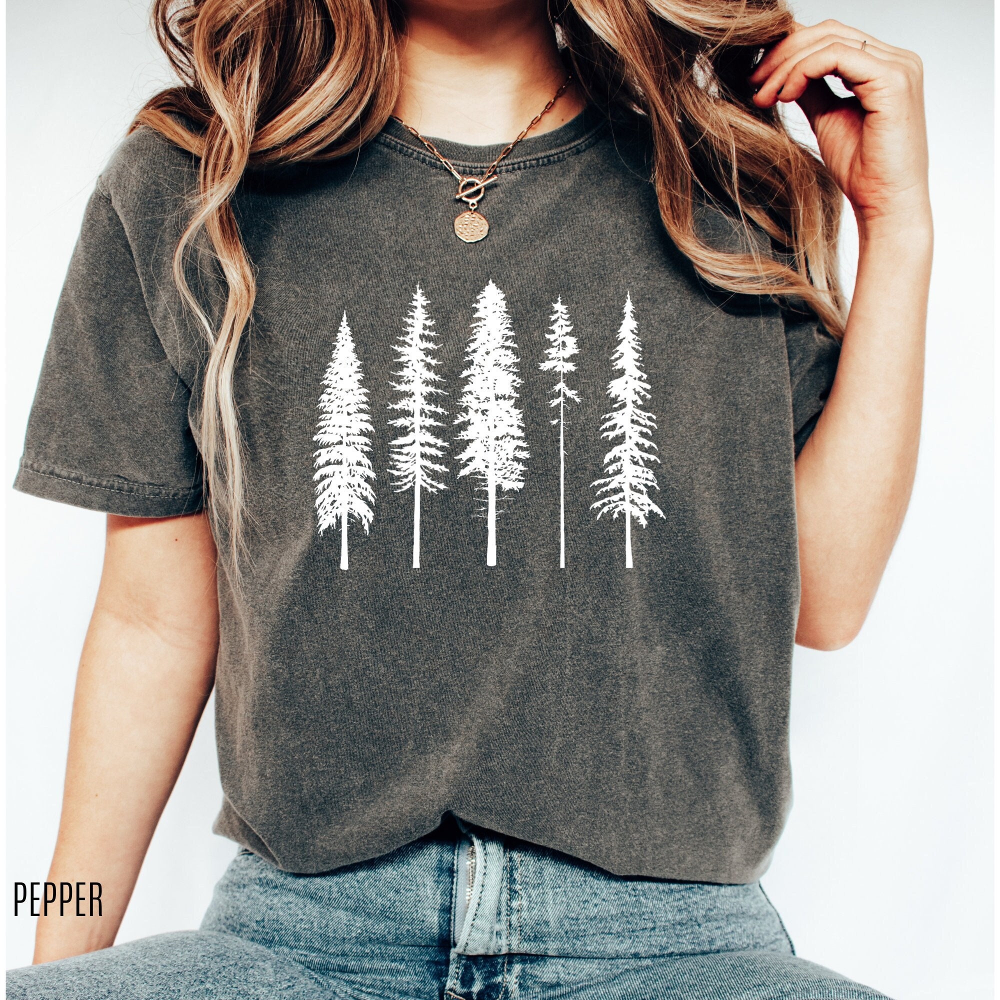 Comfort Colors Pine Trees Shirt, Evergreen Trees, Forest Tshirt, Trees ...