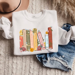 Custom Bookshelf Sweatshirt, Personalized Book Crewneck, Book ...