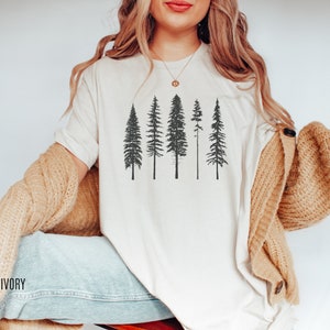 Comfort Colors Pine Trees Shirt, Evergreen Trees, Forest Tshirt, Trees ...