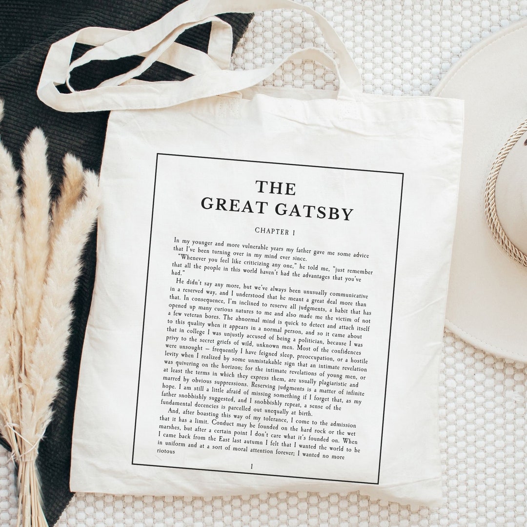 The Great Gatsby Chapter Tote Bag, Classic Book Tote Bag, Bookish Tote ...