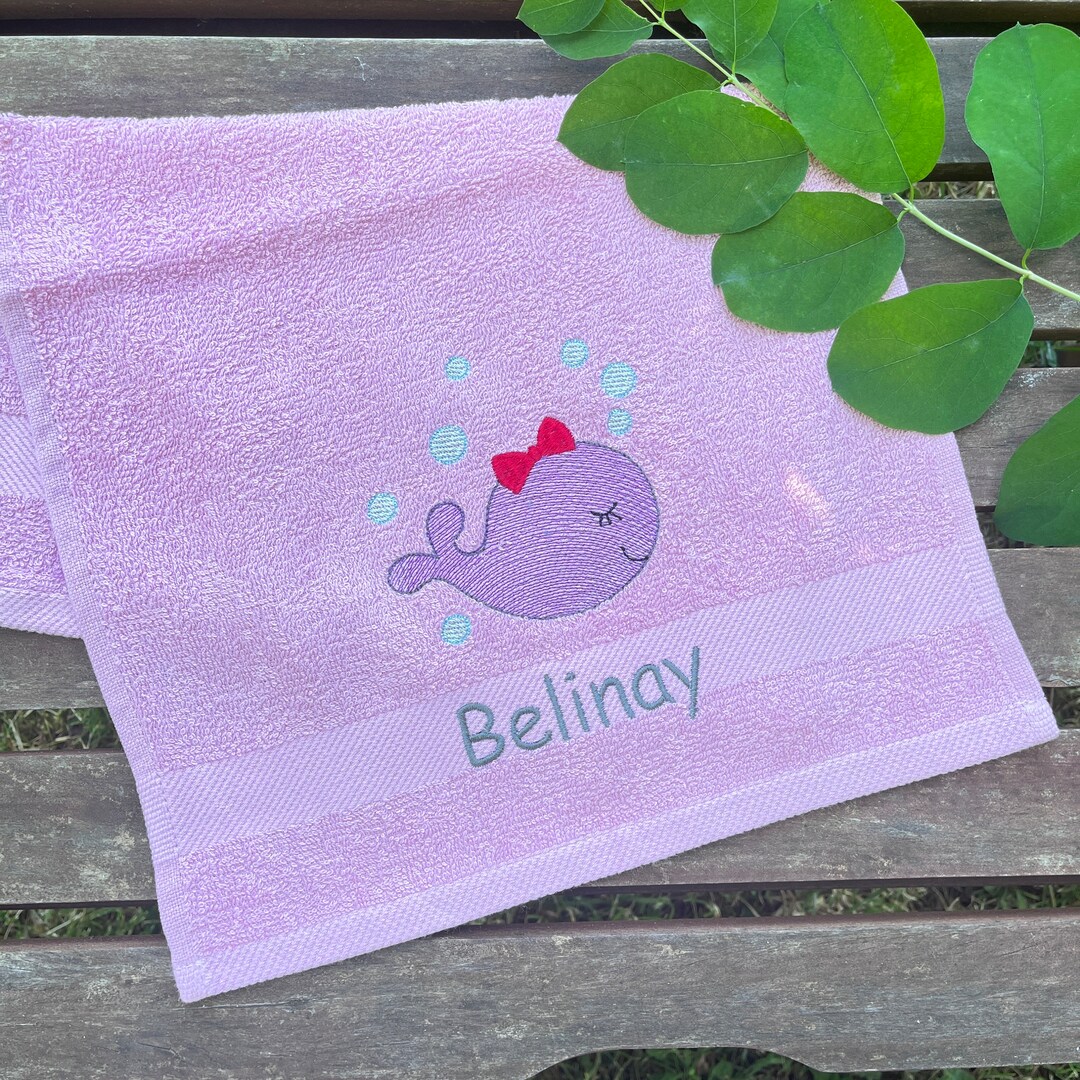 Towel Embroidered With Name & Dolphin, Sea Creatures - Etsy