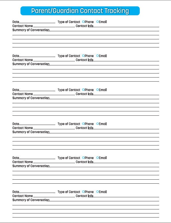 Parent Contact Sheet for Teachers - Etsy