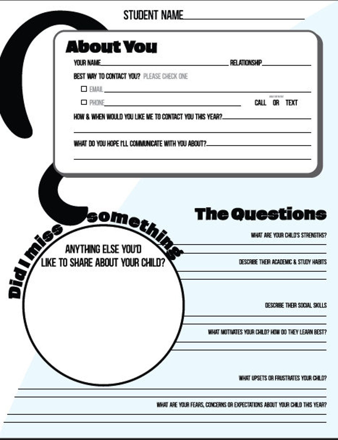 Parent Survey for Teachers - Etsy