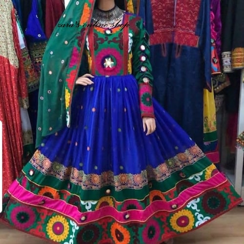 Afghan Kuchi Handmade Traditional Black Dress With Golden - Etsy