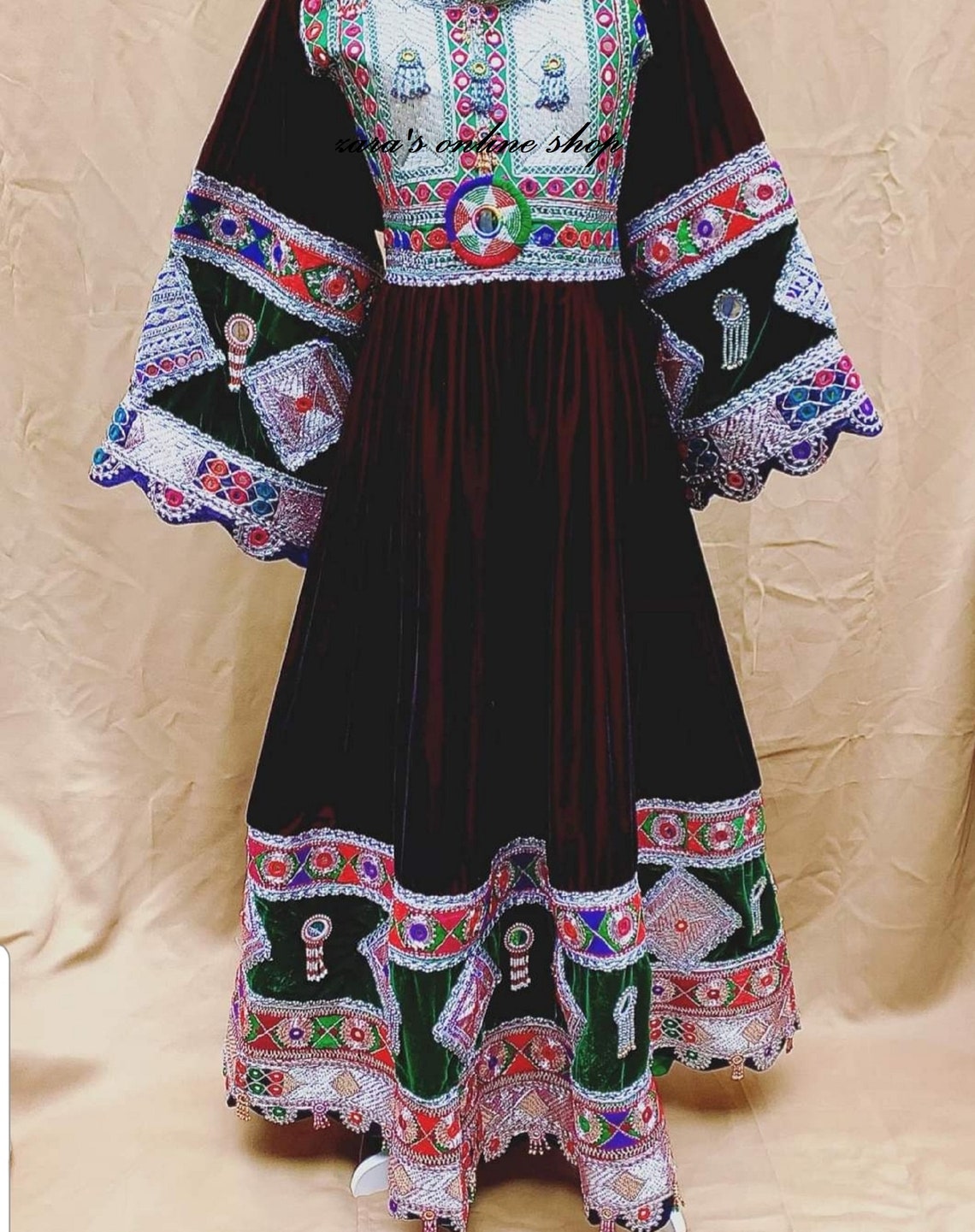 Afghan Kuchi Handmade Traditional Dress With Silver and Golden ...