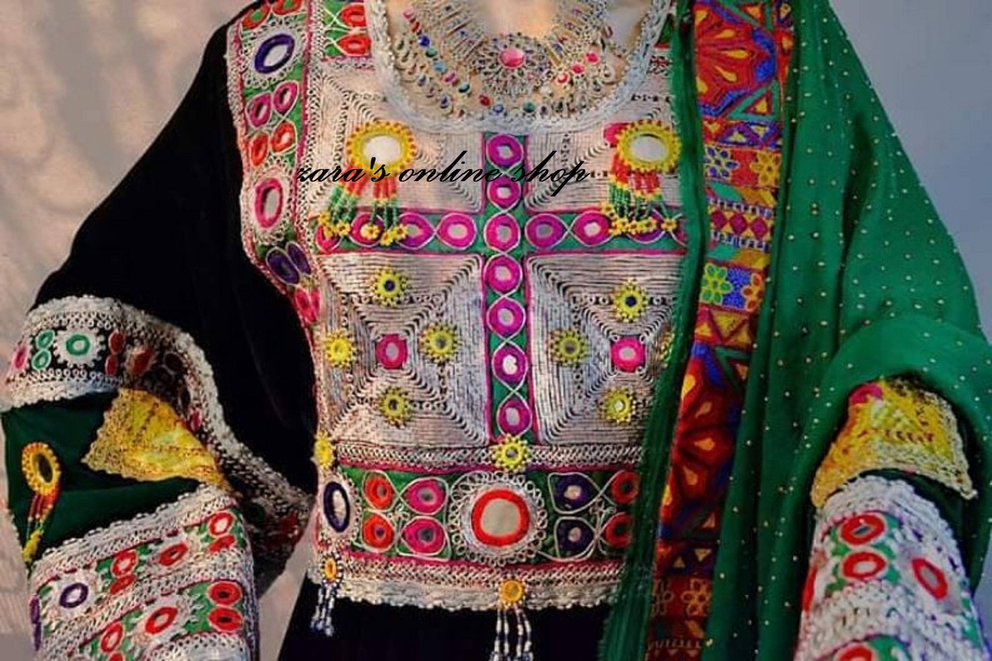 Afghan Kuchi Handmade Traditional Dress With Silver and Golden ...