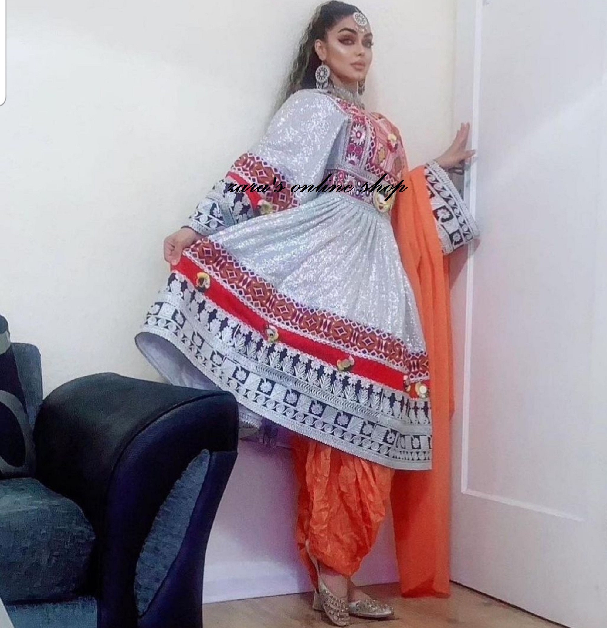 Afghan Traditional Modern Dress With Embroidery - Etsy