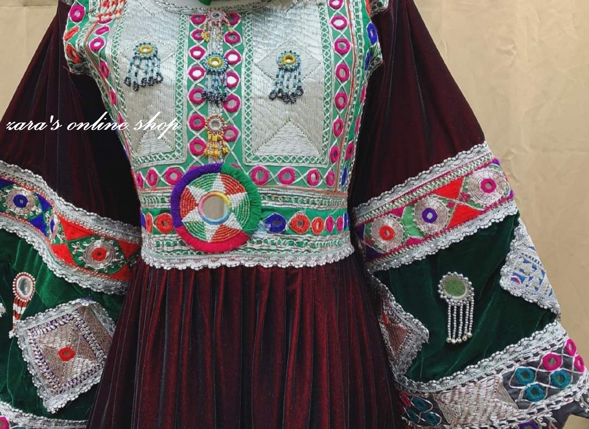 Afghan Kuchi Handmade Traditional Dress With Silver and Golden ...