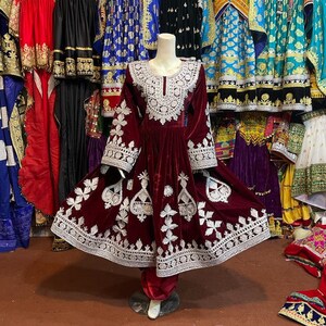 Afghan Kuchi Traditional Handmade Mehroon Dress With Embroidery - Etsy
