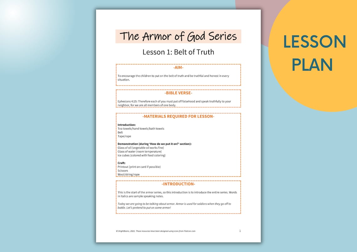 Armor of God: BELT OF TRUTH Lesson #1 - Etsy