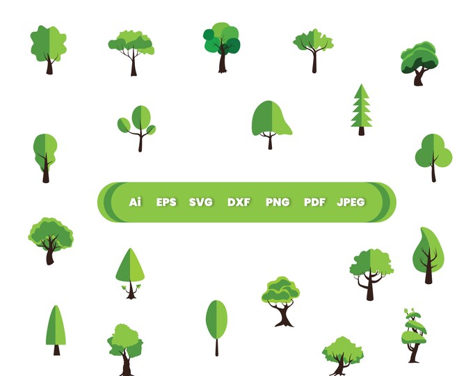 24 Tree Svg Tree Svg Bundle Tree Svg Green Tree Svg Svg - Etsy