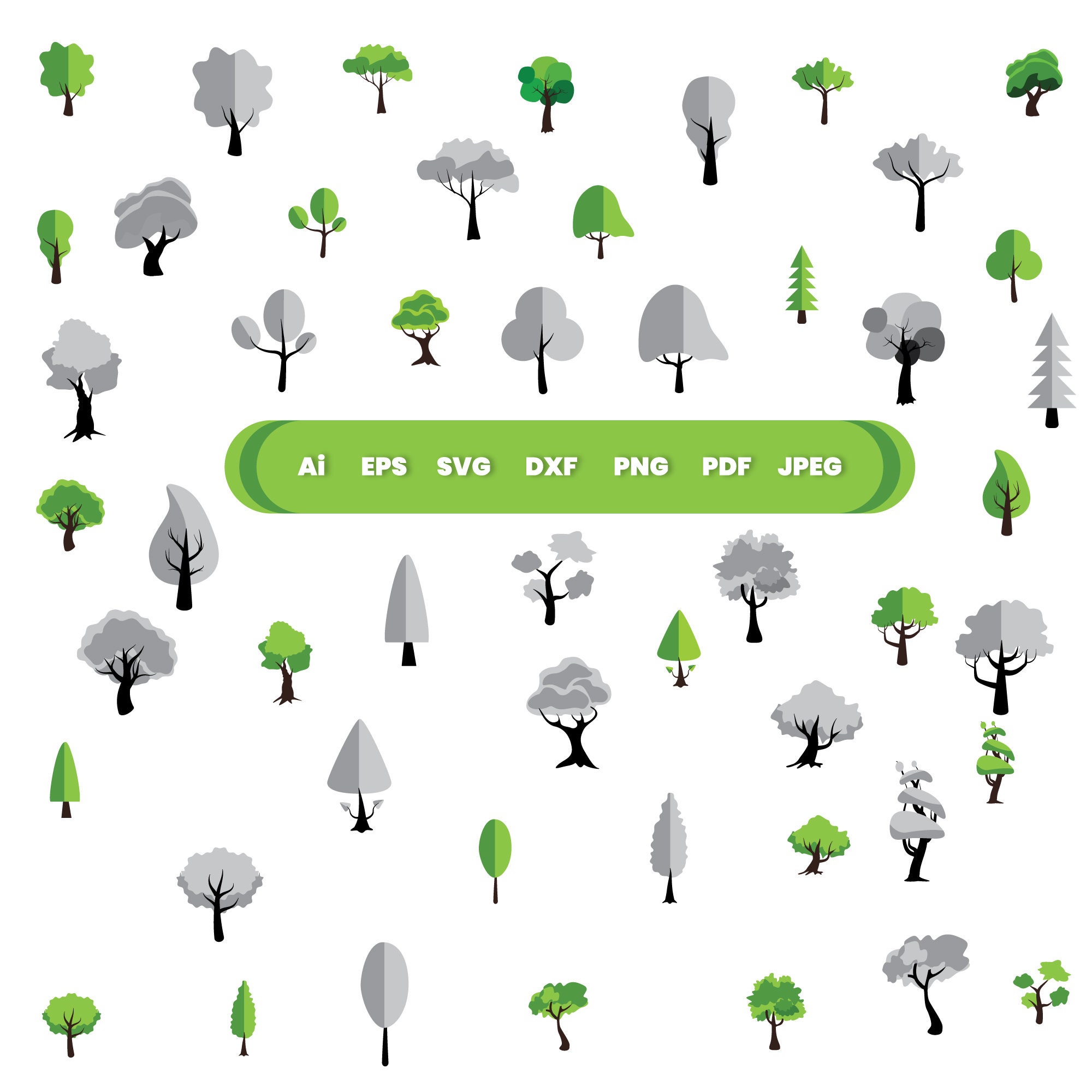 24 Tree Svg, Tree Svg Bundle, Tree Svg, Green Tree Svg, Svg File ...