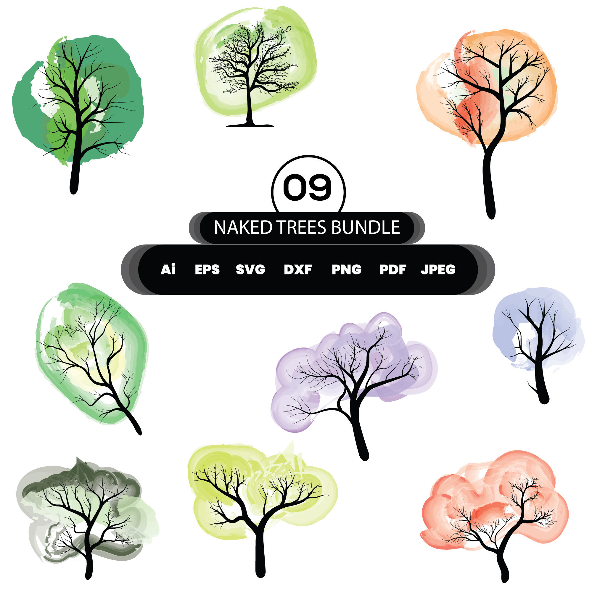 Deciduous Trees Svg, Deciduous Trees, Tree Watercolor, Svg Download ...