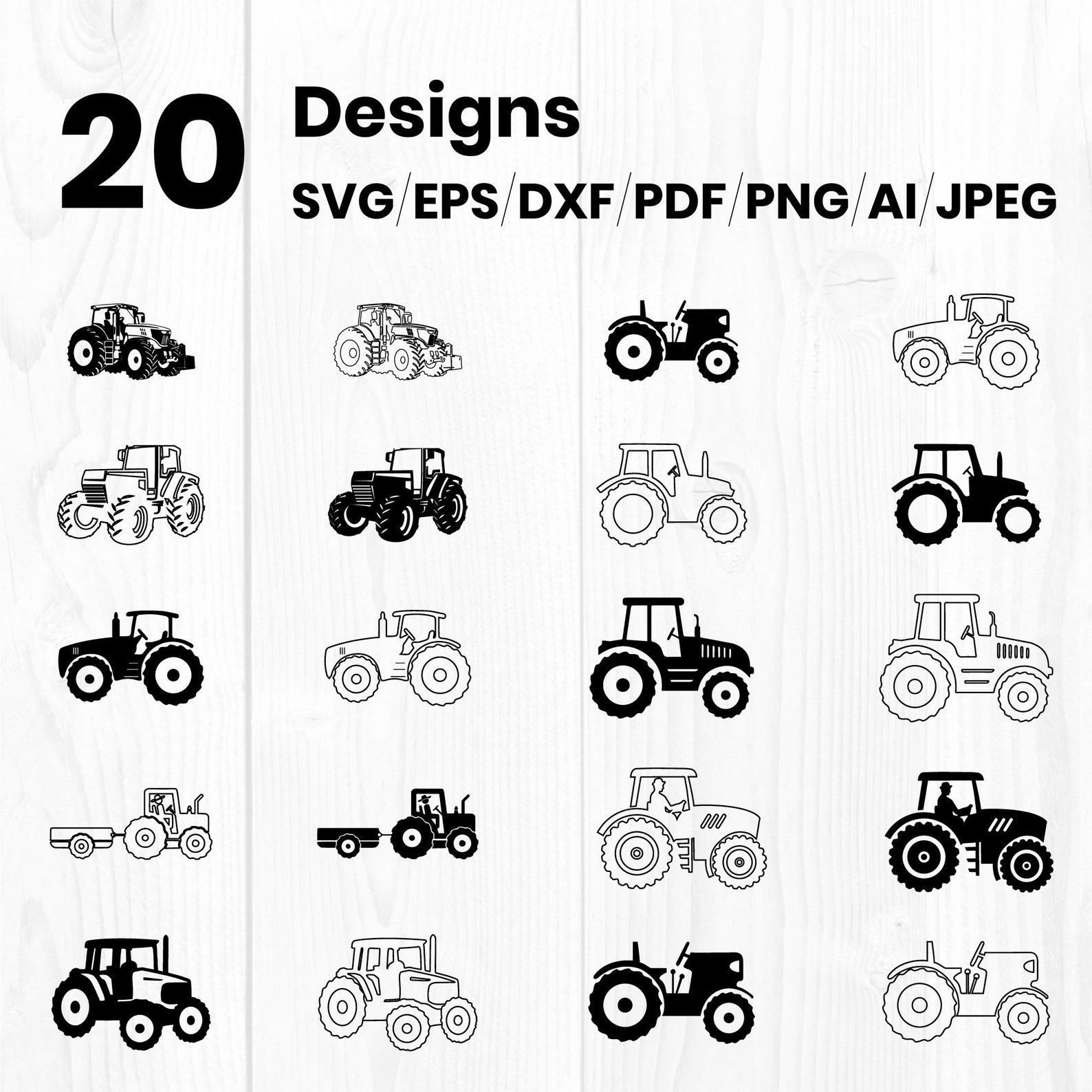 20 Tractor Svg Bundle, Tractor Clip Art, Tractor Svg, Tractor Vector ...
