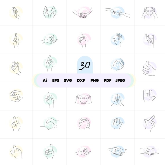 30 hand svg hand illustration hand logo hand png vector | Etsy