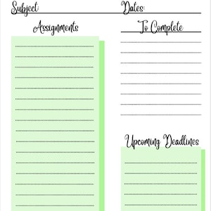 Academic Planner - Weekly, Subject/color Coordinated - Etsy