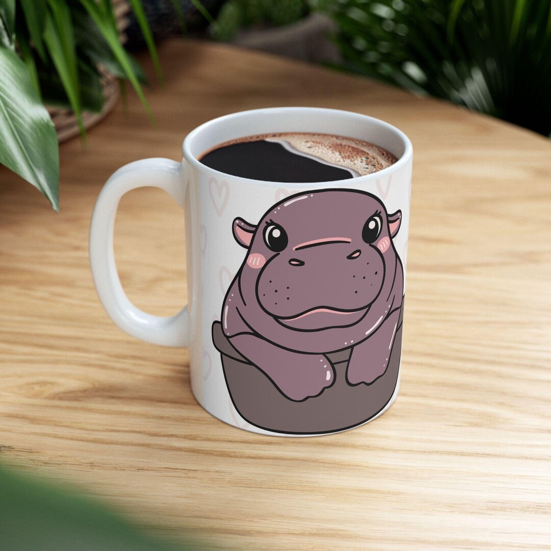 I Will Always Love Moo | Moo Deng Baby Hippo Ceramic Mug, (11oz, 15oz ...