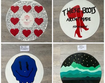 Paint Splatters Hand Painted Vinyl Record or Clear Cd 4.75 Diameter for Vintage Wall Decor - Etsy