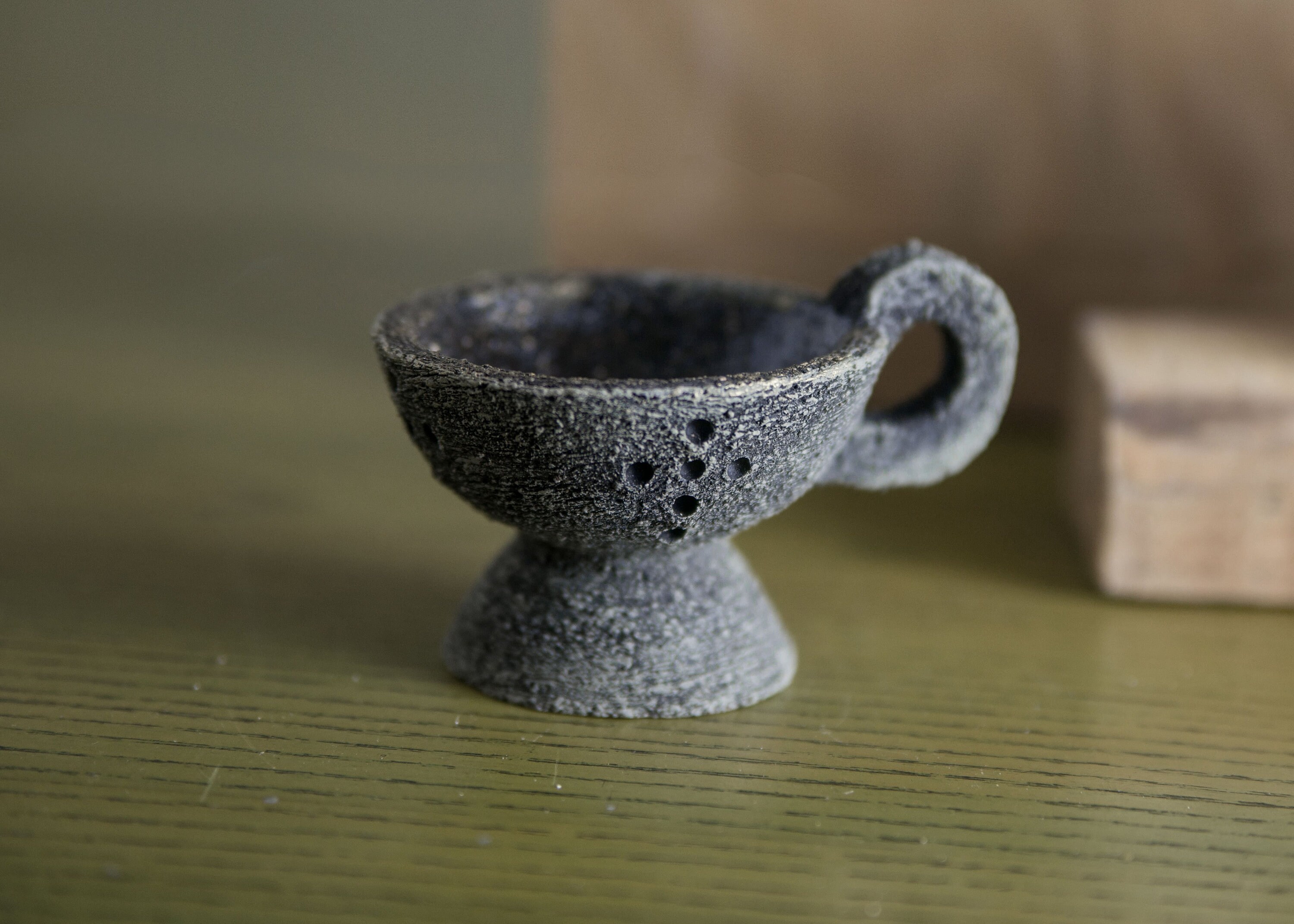 Handmade Dark Grey Ceramic Censer Stoneware Clay Home Use Hand Held ...