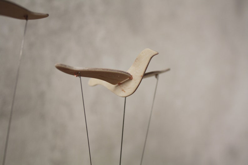 Wooden Crank Birds Pair of Birds Automaton Flying Bird 2 Birds Parallel ...