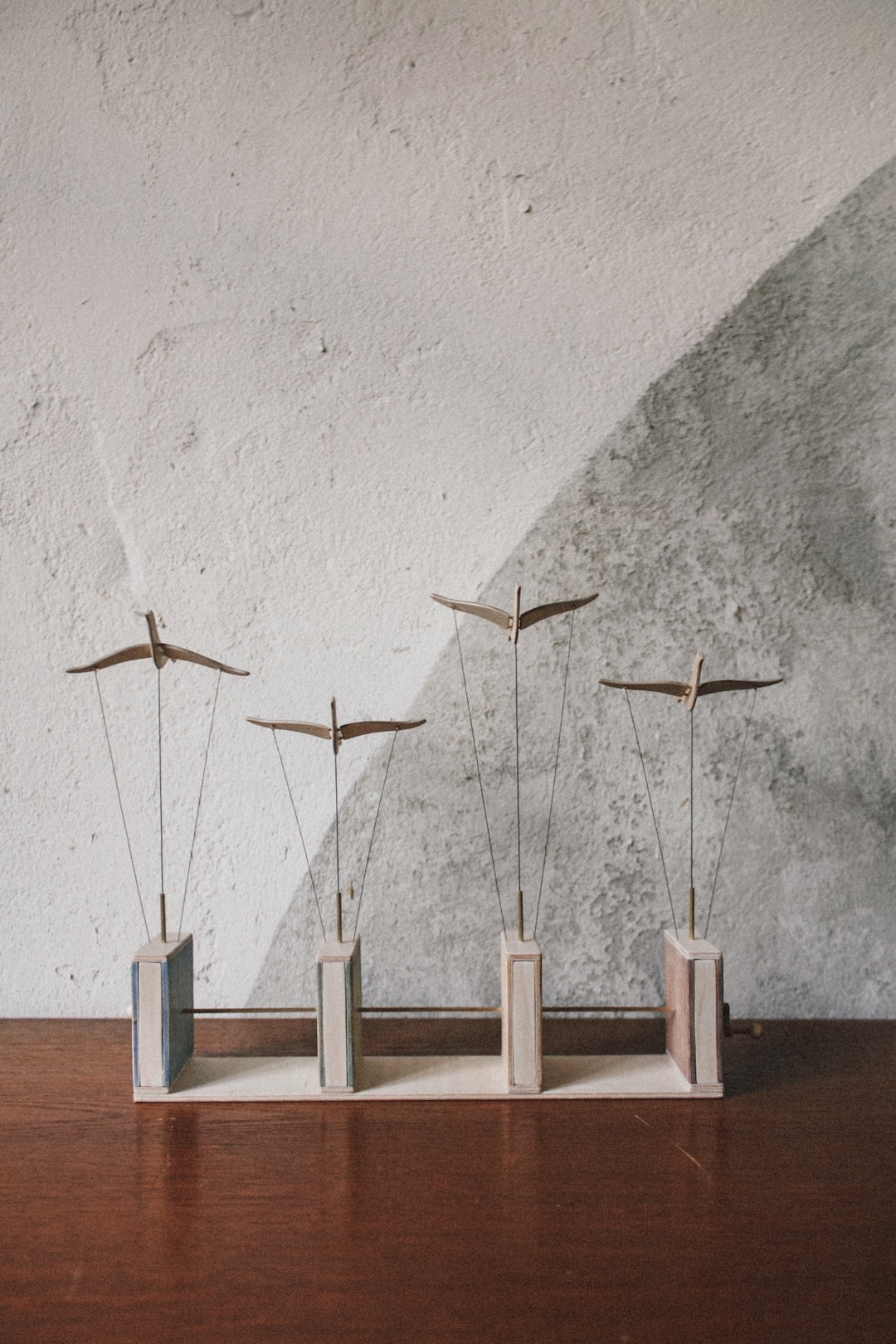 Wooden Automaton Flock of Four Birds Flying Parallel Mechanical Bird ...