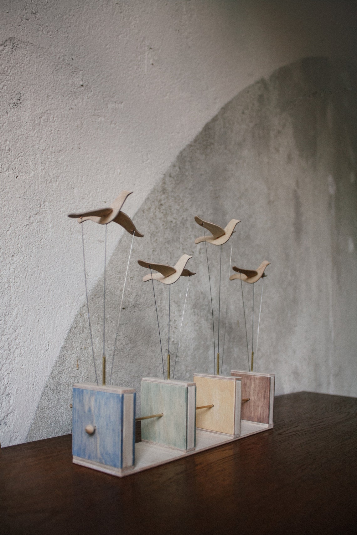 Wooden Automaton Flock of Four Birds Flying Parallel - Etsy