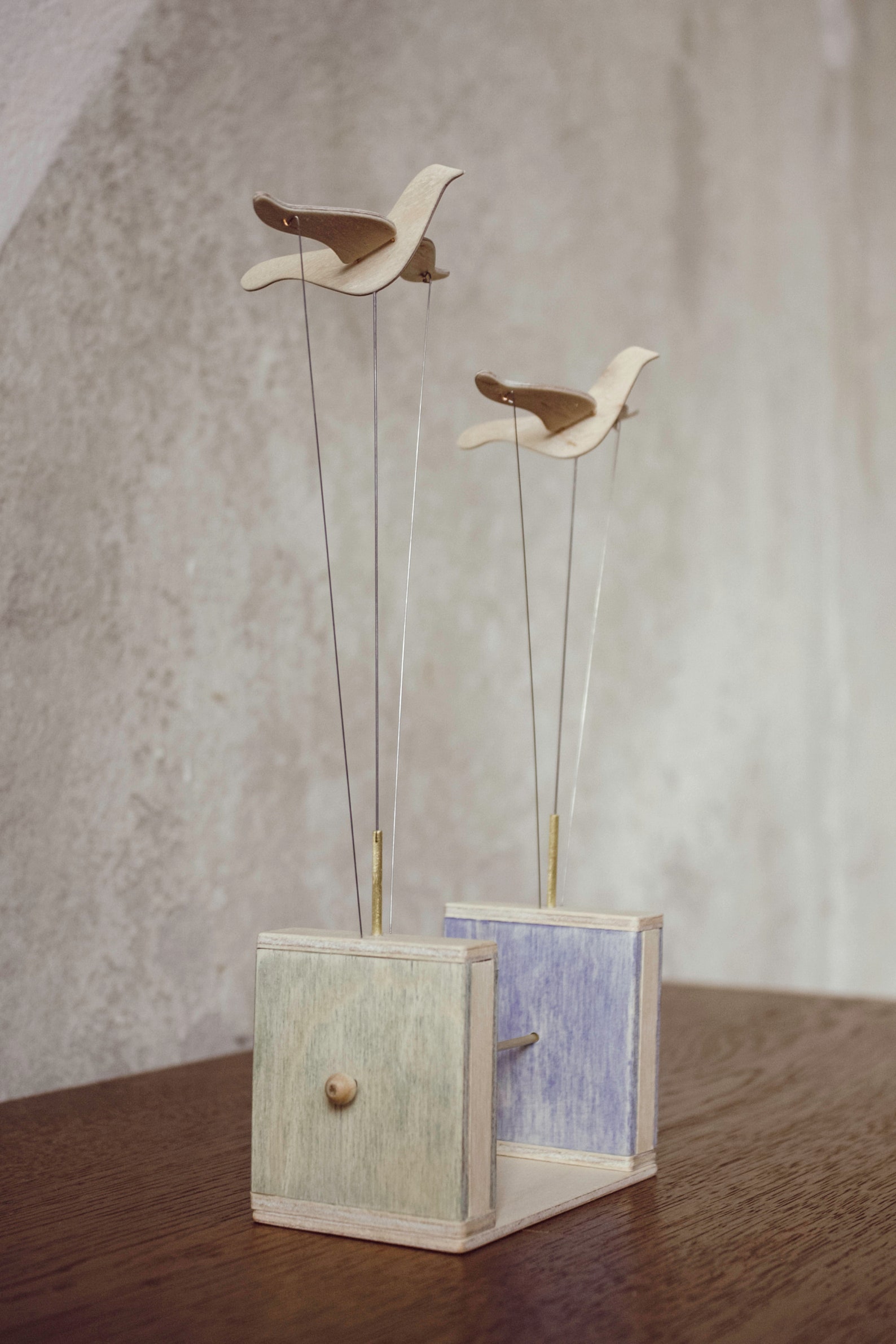 Wooden Crank Birds Pair of Birds Automaton Flying Bird 2 Birds Parallel ...