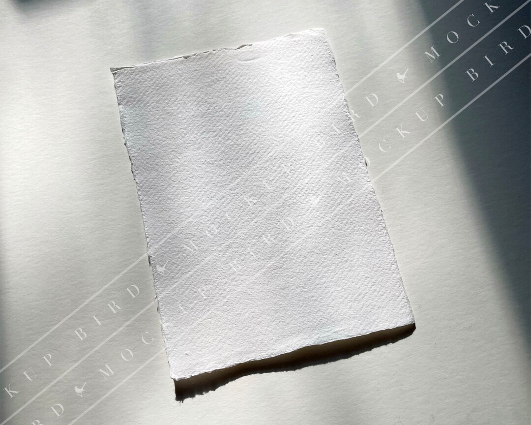 Minimalist Card Mockup, 5x7 Deckle Edge Handmade Paper, Boho Style Card Mockup, Deckled Edge ...