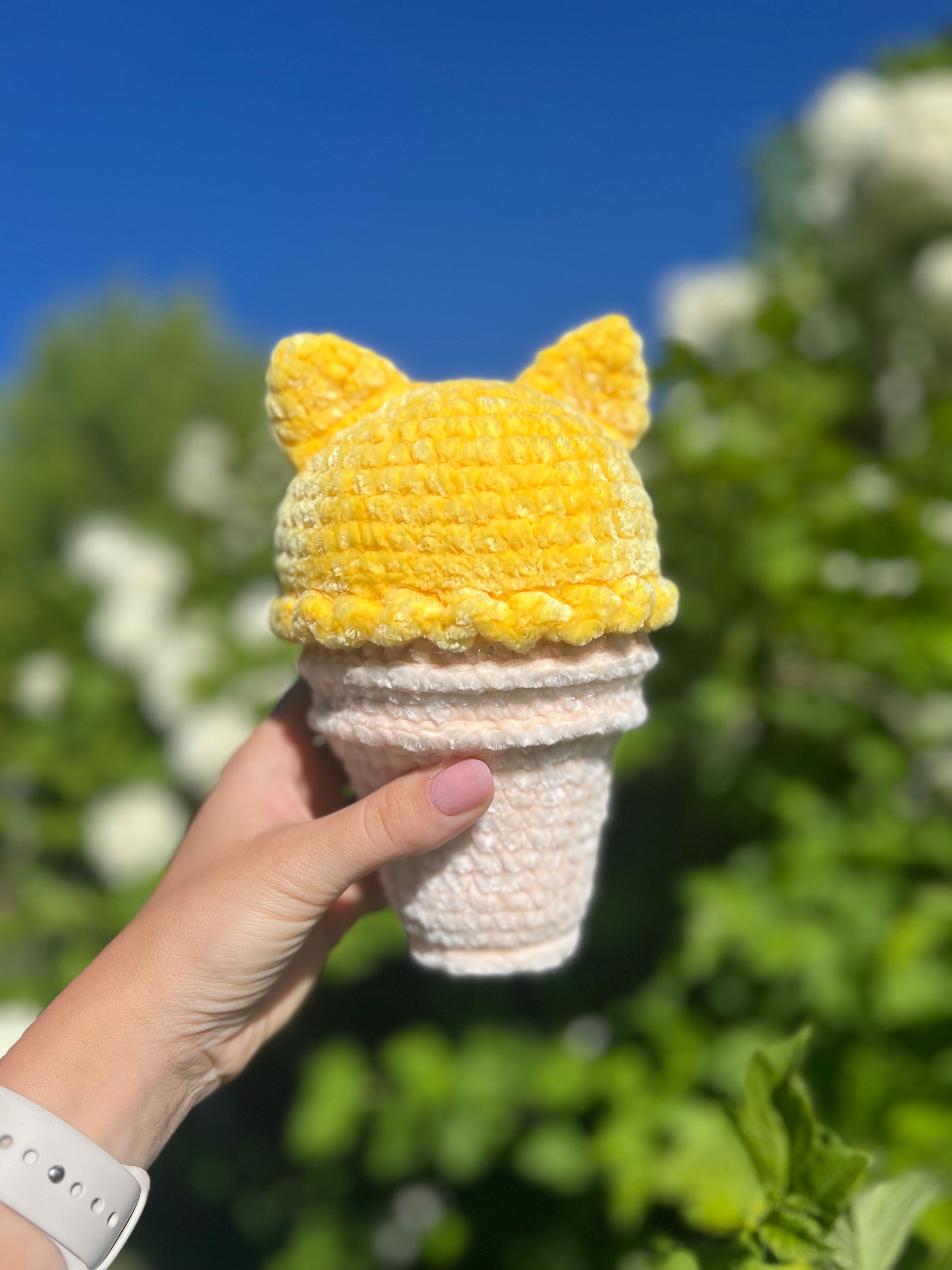 Ice Cream With Cake Cone Furry Frozen Friend Amigurumi Crochet Pattern ...
