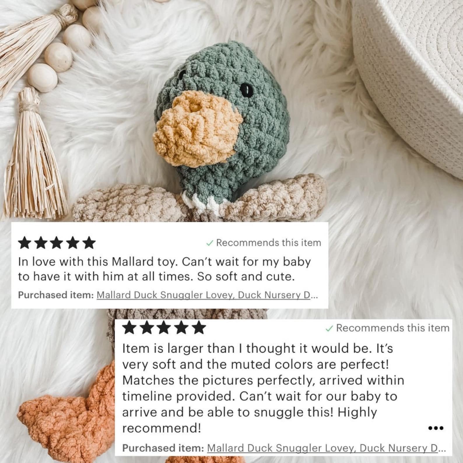 Mallard Duck Snuggler Lovey, Duck Nursery Decor, Baby Snuggle Animal ...