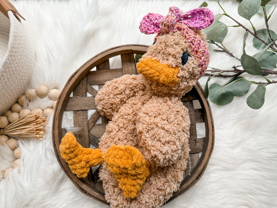 Della Duck Lovey, Crochet Lovey, Stuffie, Baby Gift, Crochet Duck Toy ...
