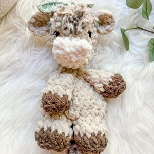 Mini Highland Cow Snuggler Lovey, Crochet Cow Stuffed Animal, Security ...