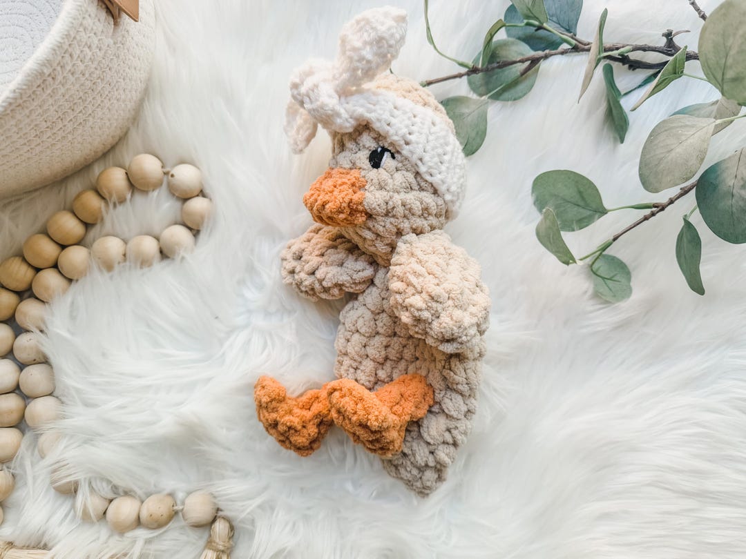 Crochet Duck Lovey, Della Duck Snuggler, Girl Baby Gift, Crochet Duck ...
