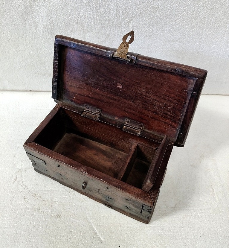 Antique Wooden Lock Box Vintage Wood Storage Box Wooden Safe Cash Box ...